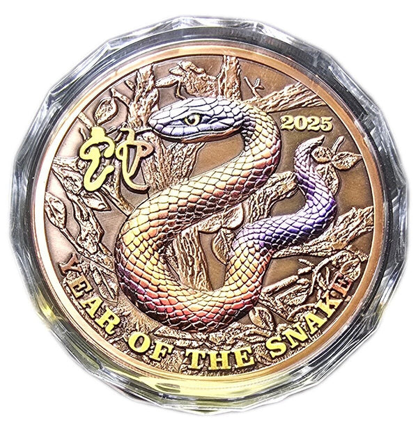 1 KG Kilo Copper Coin 2025 Year of the Snake High Relief Colorized Min ...