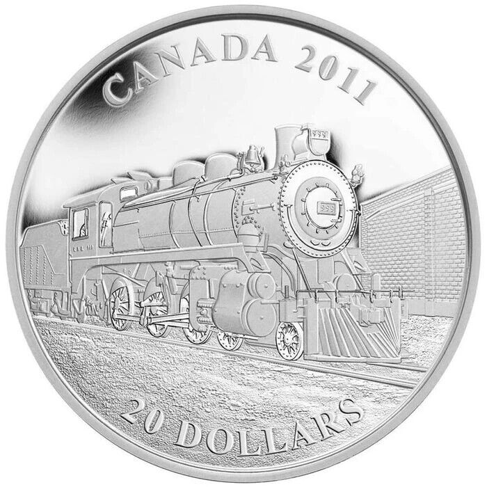 1 Oz Silver Coin 2011 Canada $20 Steam Powered Locomotive Train D-10 ...