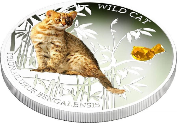 1 Oz Silver Coin 2013 $2 Fiji Dogs & Cats Cat w/stone - Prionailurus B ...