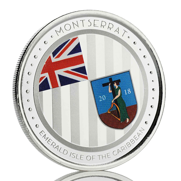 1 Oz Silver Coin 2018 EC8 Montserrat $2 Color - Emerald Isle of the Ca ...