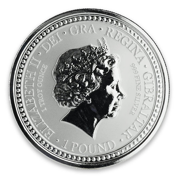 1 Oz Silver Coin 2018 Gibraltar £2 Royal Arms of England Color Proof ...