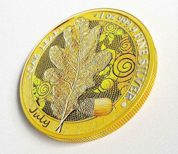 1 Oz Silver Coin 2019 5 Mark Germania Oak Leaf 12 Month Series - July ...
