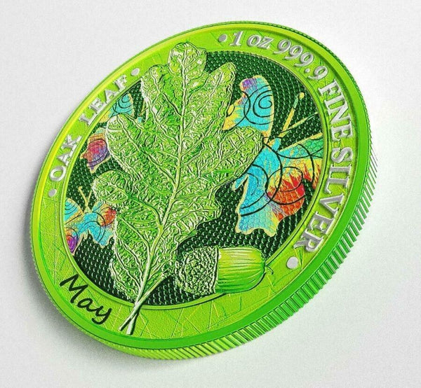1 Oz Silver Coin 2019 5 Mark Germania Oak Leaf 12 Month Series - May ...
