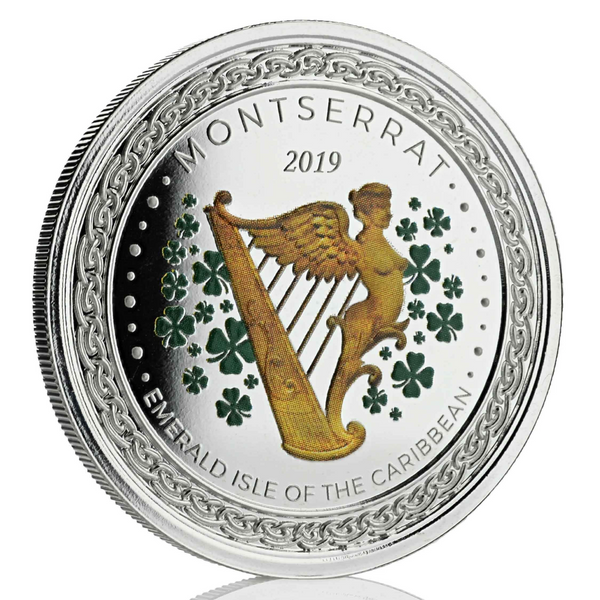 1 Oz Silver Coin 2019 EC8 Montserrat $2 Color - Emerald Isle of the Ca ...