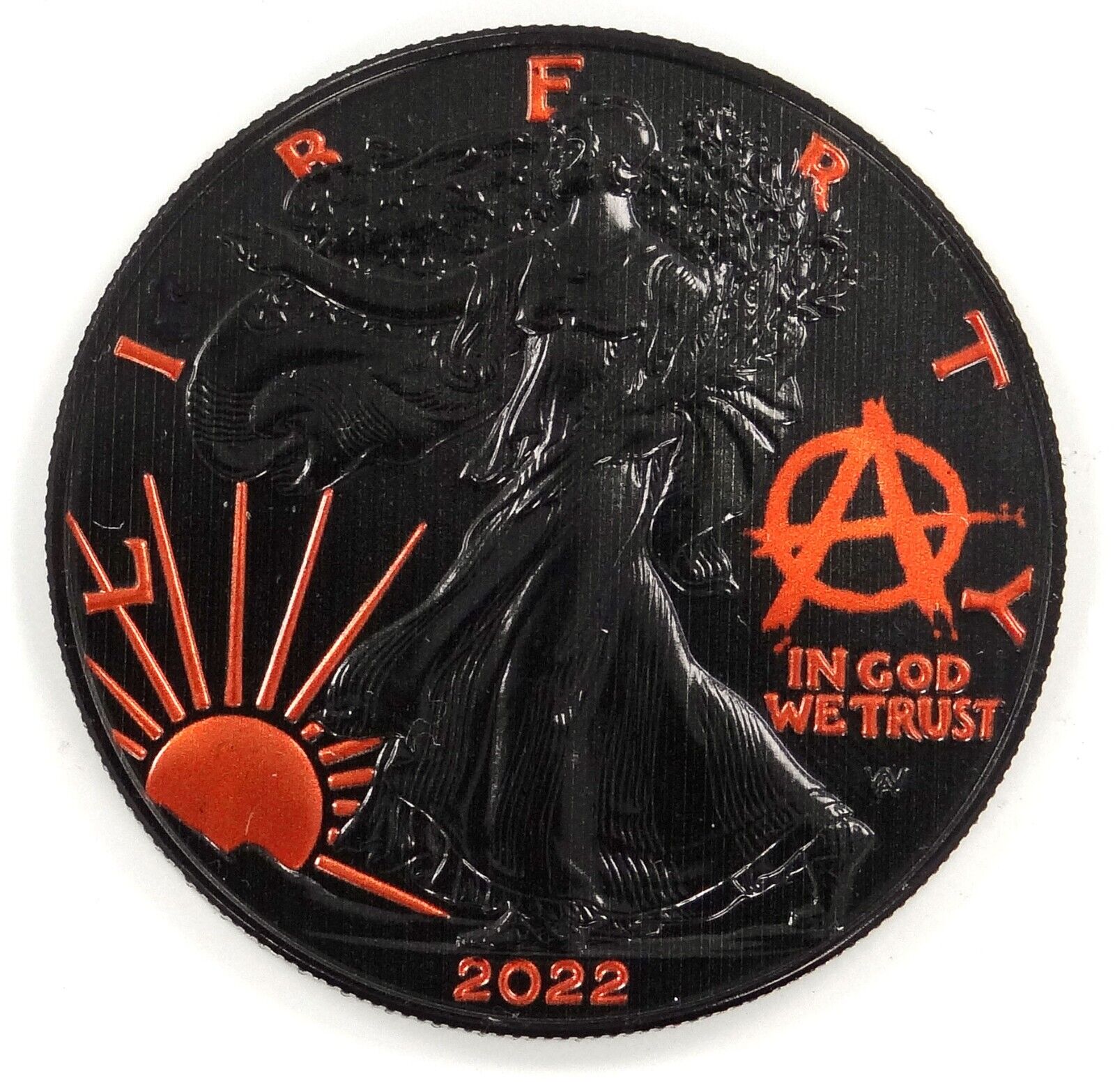 1 Oz Silver Coin 2022 USA $1 Liberty Eagle Paint It Black - Anarchy ...