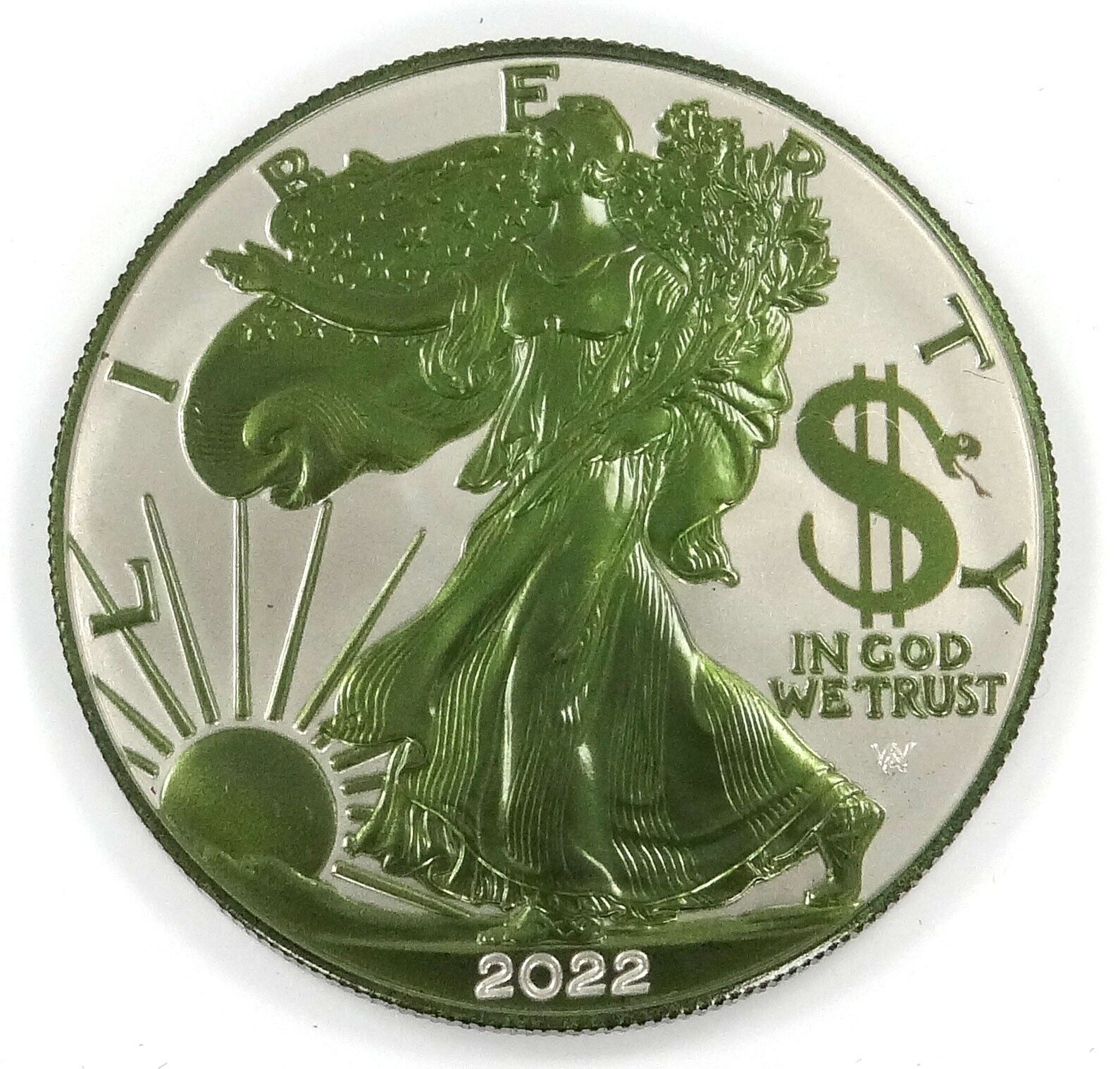 1 Oz Silver Coin 2022 USA $1 Liberty Eagle Paint It Green - Capitalism ...