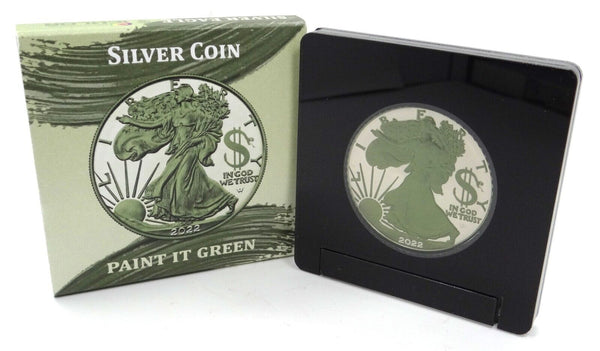 1 Oz Silver Coin 2022 USA $1 Liberty Eagle Paint It Green - Capitalism ...