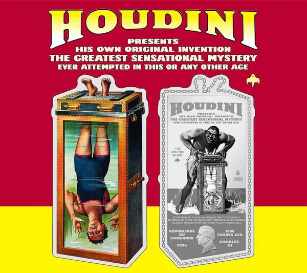 1 Oz Silver Coin 2024 Cameron Houdini’s Water Torture Cell Colorized P ...