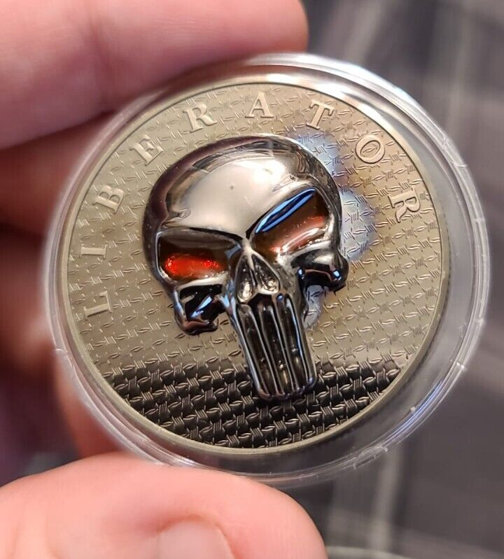 1 Oz Silver Coin Dark Side 2021 LIBERATOR Skull Proof Ruthenium FACTOR ...