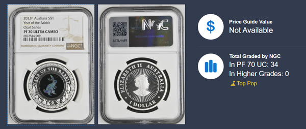 1 oz Silver Coin 2023P Australia $1 Opal Lunar Year of the Rabbit NGC ...