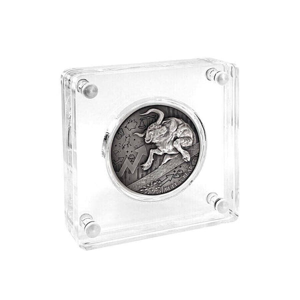 2 Oz Silver Coin 2021 Chad 10000 Francs CFA Bull vs Bear Pandemic Anti ...
