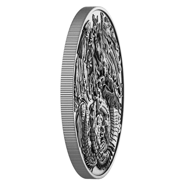 2 Oz Silver Coin 2025 Niue $5 Phoenix and Dragon Ultra High Relief Pro ...