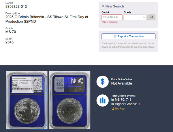 2- Set 1oz Silver Coin 2025 Krugerrand & Britannia SS Tilawa NGC MS70 ...