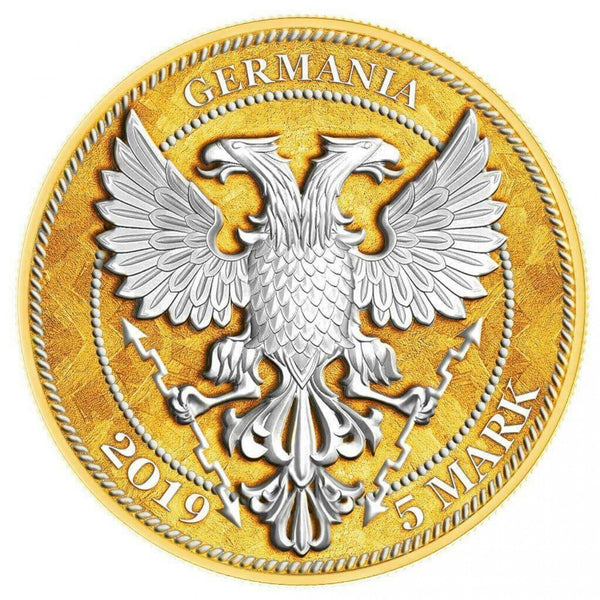 1 Oz Silver Coin 2019 5 Mark Germania Oak Leaf 12 Month Series - Augus ...