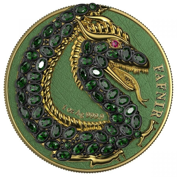 2 X 1 Oz Silver Coin 2020 5 Mark Fafnir Set Green Purple Carapace No 4 ...